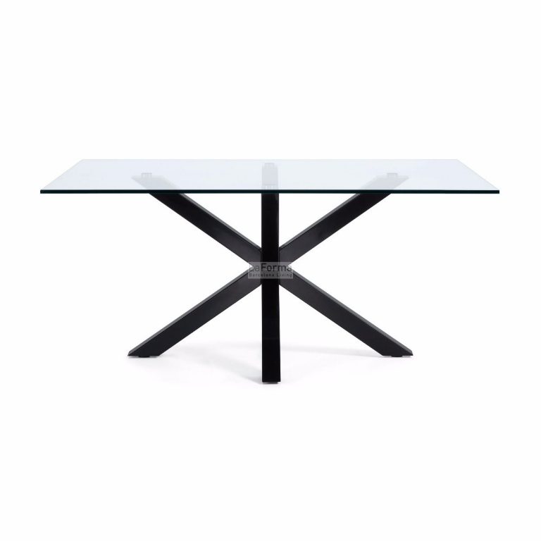 Arya 1500 Dining Table Glass Top - Black Base - Moorabbin Home Furnishers