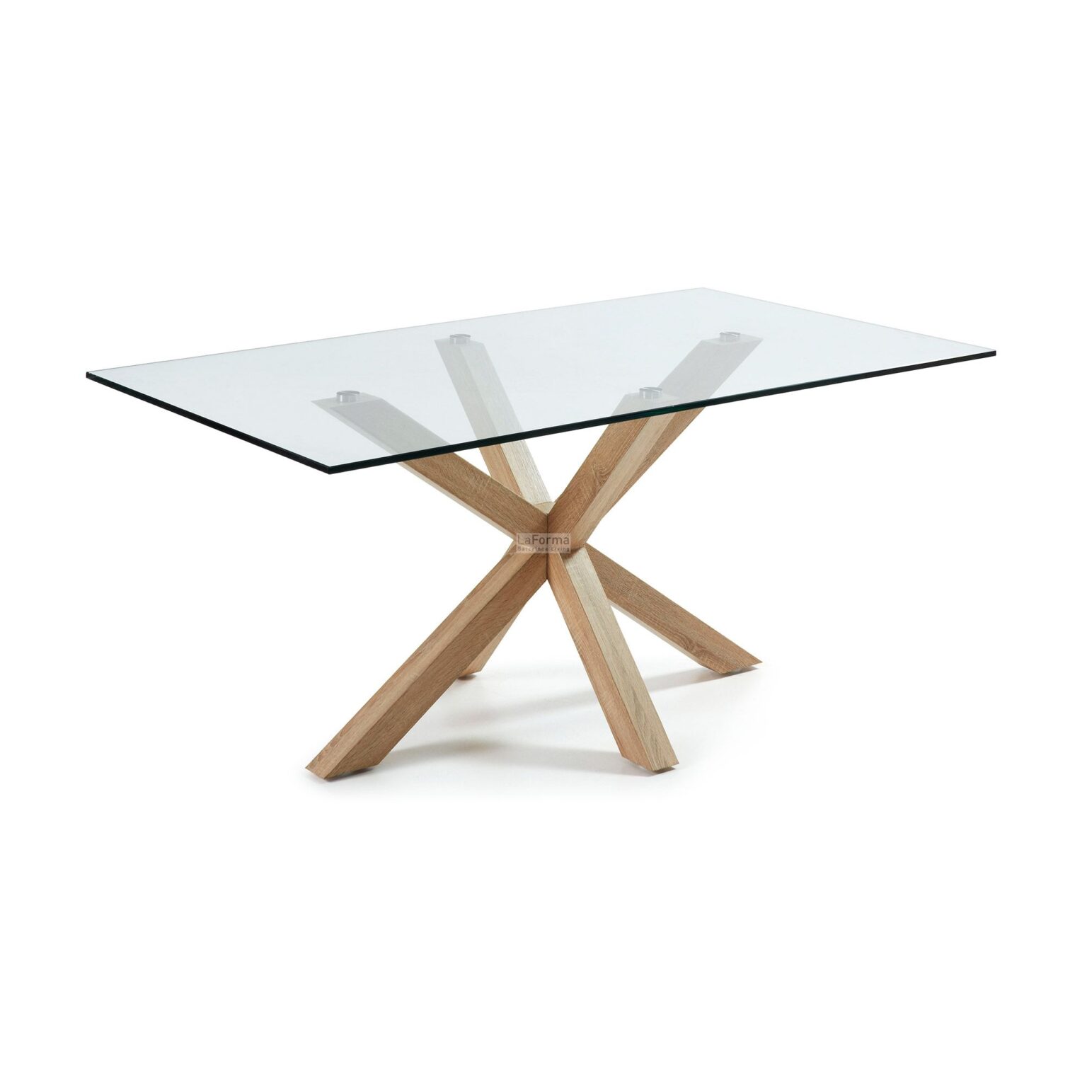 Arya 1800 Dining Table Glass Top - Natural Oak Base - Moorabbin Home ...