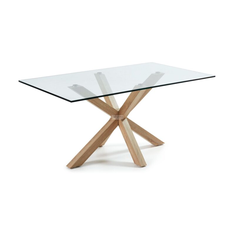 Arya 1800 Dining Table Glass Top - Natural Oak Base - Moorabbin Home ...
